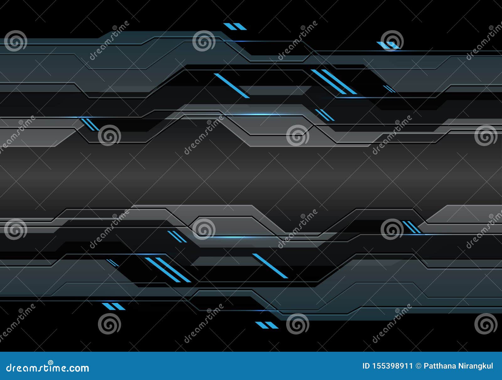 Abstract Dark Grey Metallic Cyber Circuit with Blue Light Power System ...