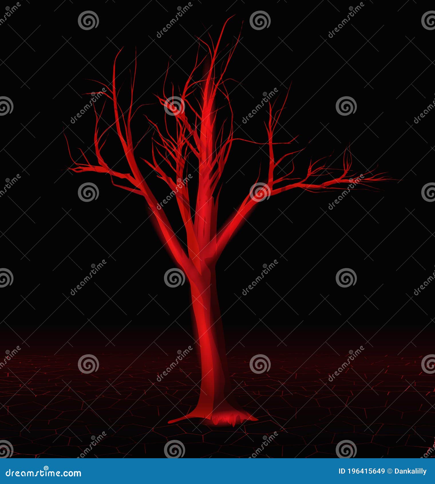 Abstract Dark Landscape with Red Horror Tree Stock Vector ...