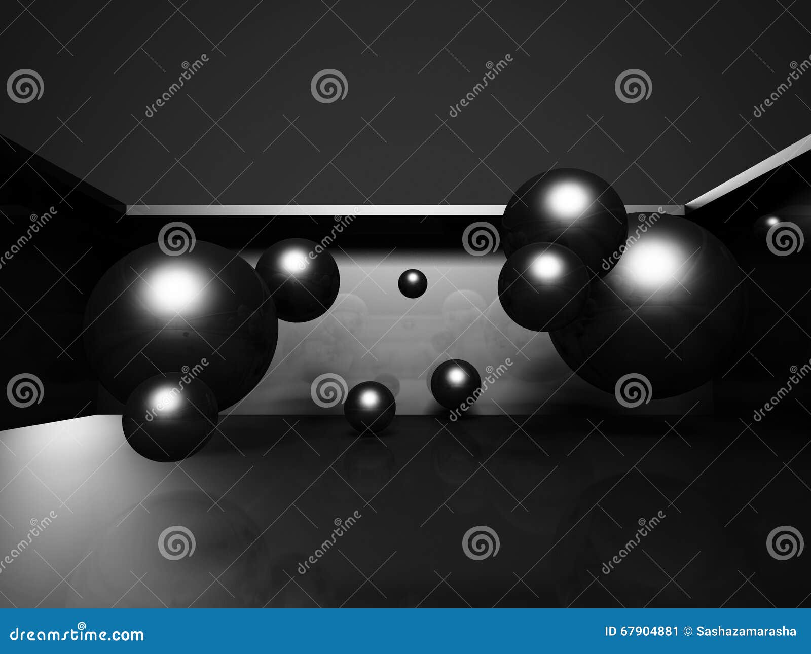 Abstract Dark Metallic 3d Spheres Background Stock Illustration ...