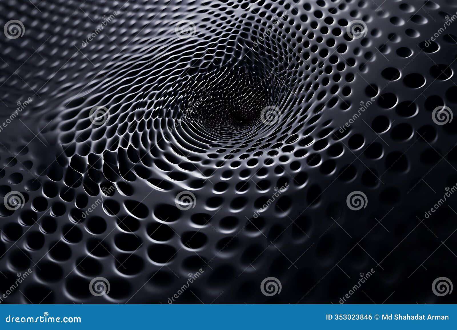 Abstract Dark Metallic Surface with Holes Forming a Vortex Stock ...