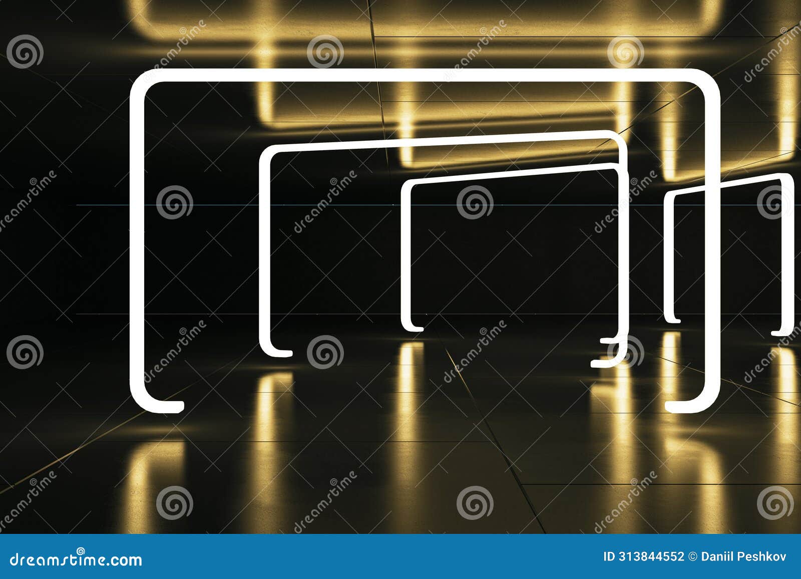 Abstract Neon Frame Corridor Interior. 3D Rendering Stock Illustration ...