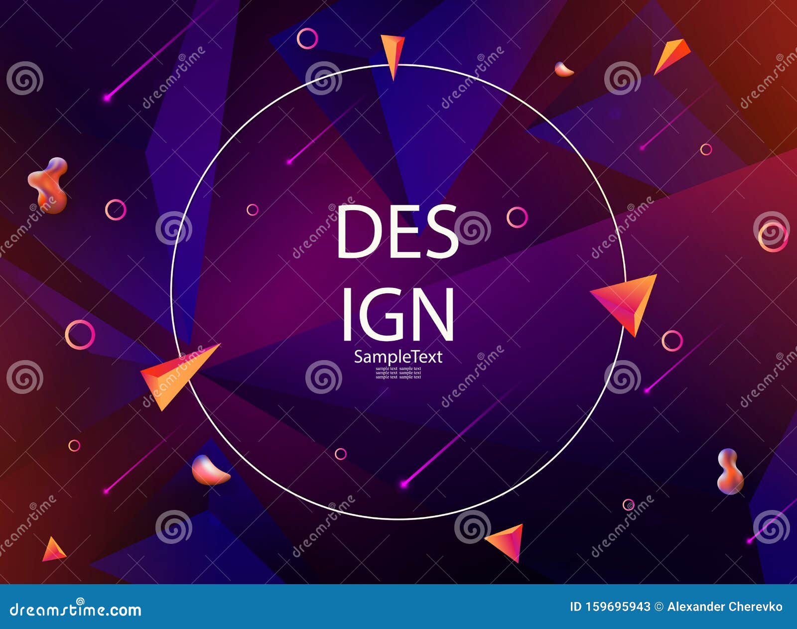 Abstract Dark Purple Background with a Round Frame and a Set of ...