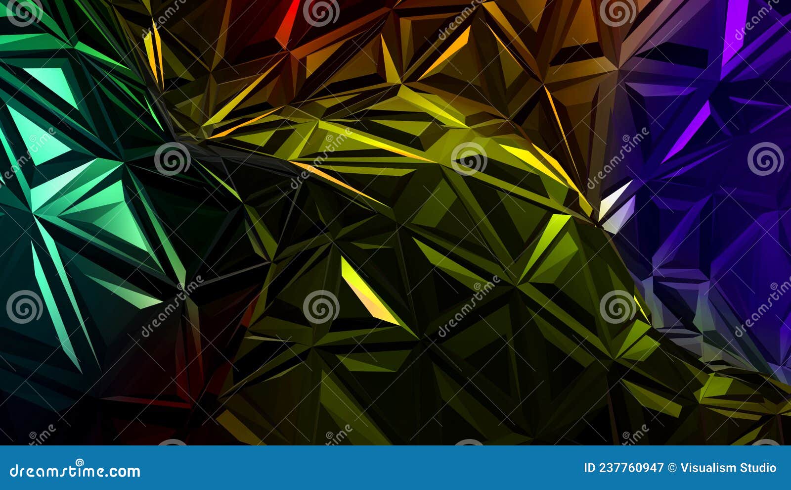 Abstract Dark Rainbow Polygon Luxury Geometric Triangle Foil Mosaic ...