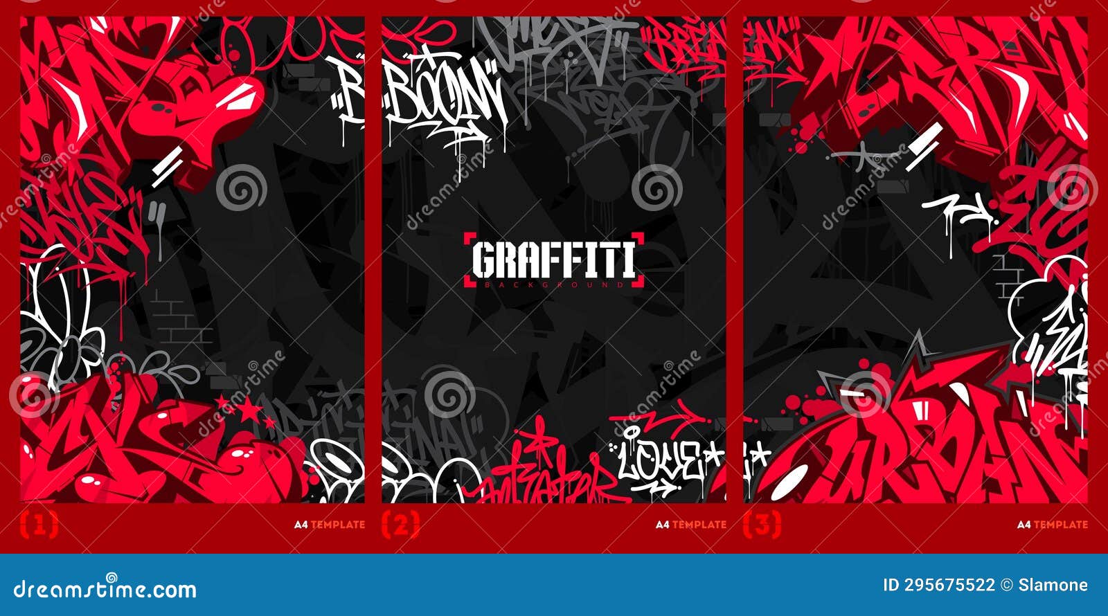 Abstract Dark Red Graffiti Style A4 Poster Vector Illustration Art ...