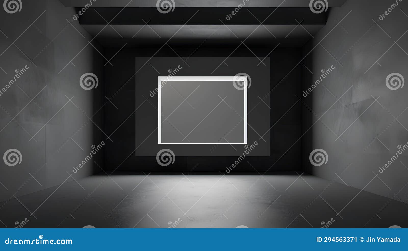 Abstract Dark Room with Empty Frame on the Wall. 3d Rendering Stock ...