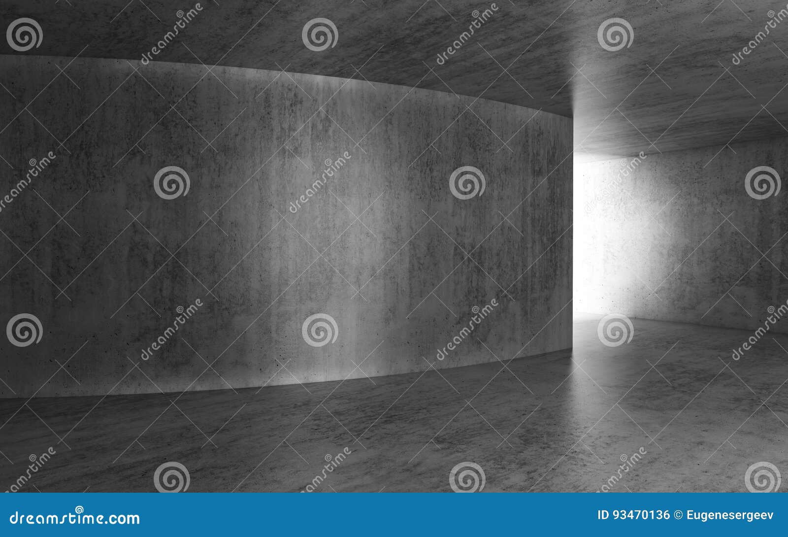 Abstract Dark Room with Glowing Doorway 3 D Stock Illustration ...