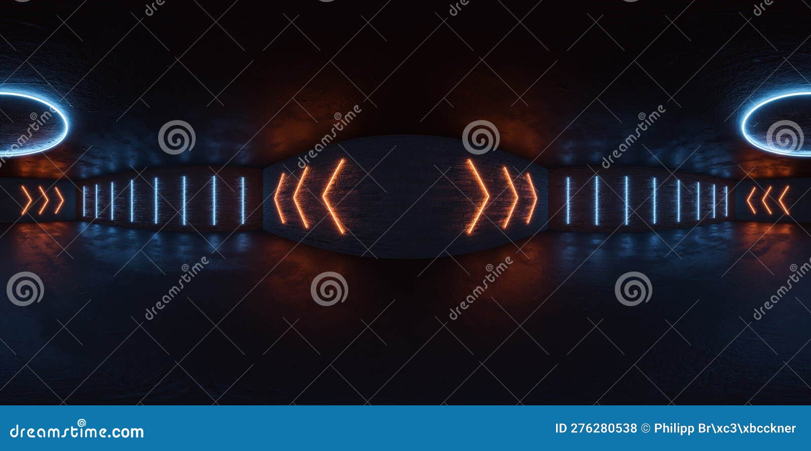 Abstract Dark Room Illuminated by Neon Lights 3d Render Illustration ...