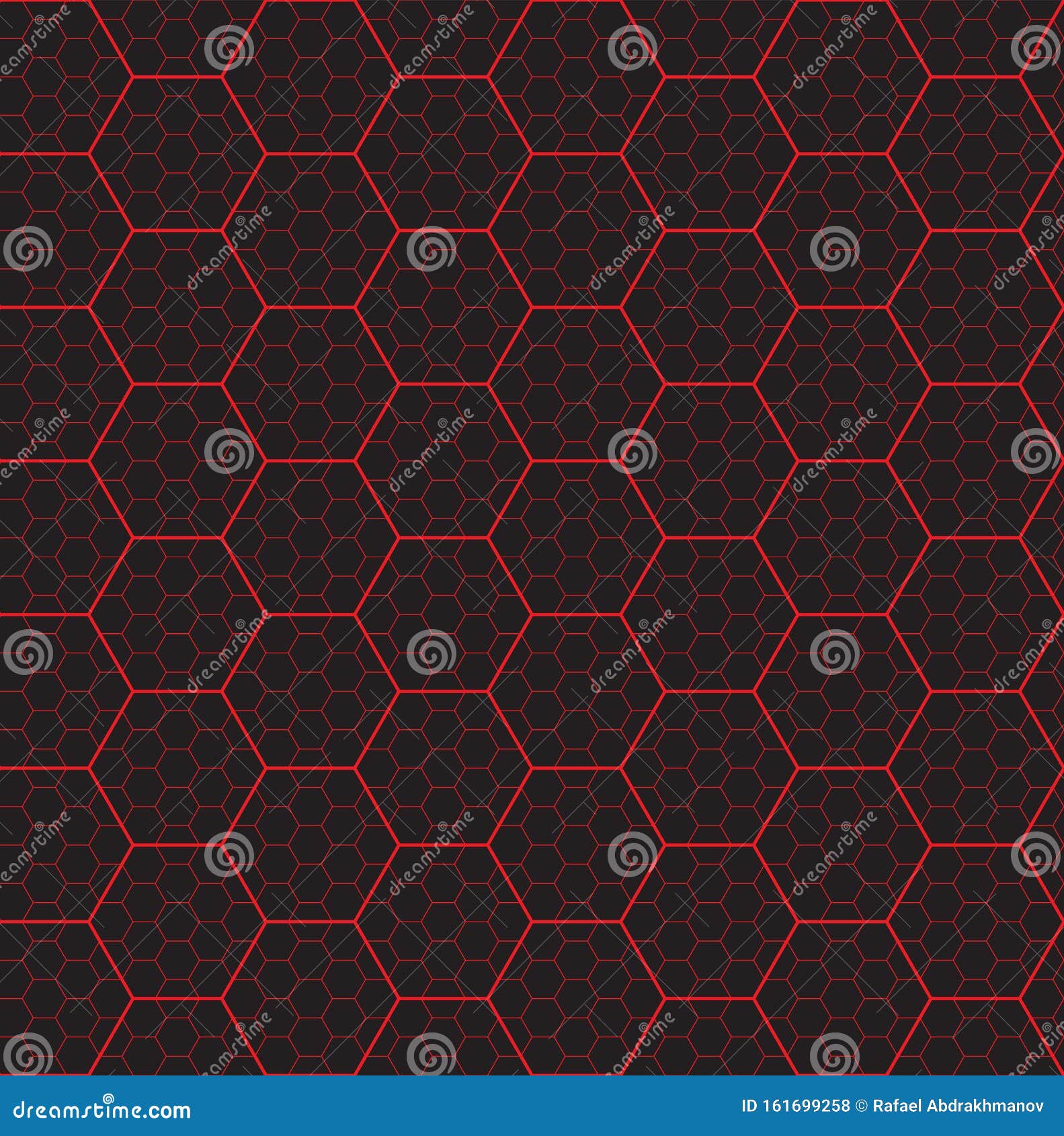 Abstract Dark Seamless Pattern of the Hexagonal Red Neon Netting ...
