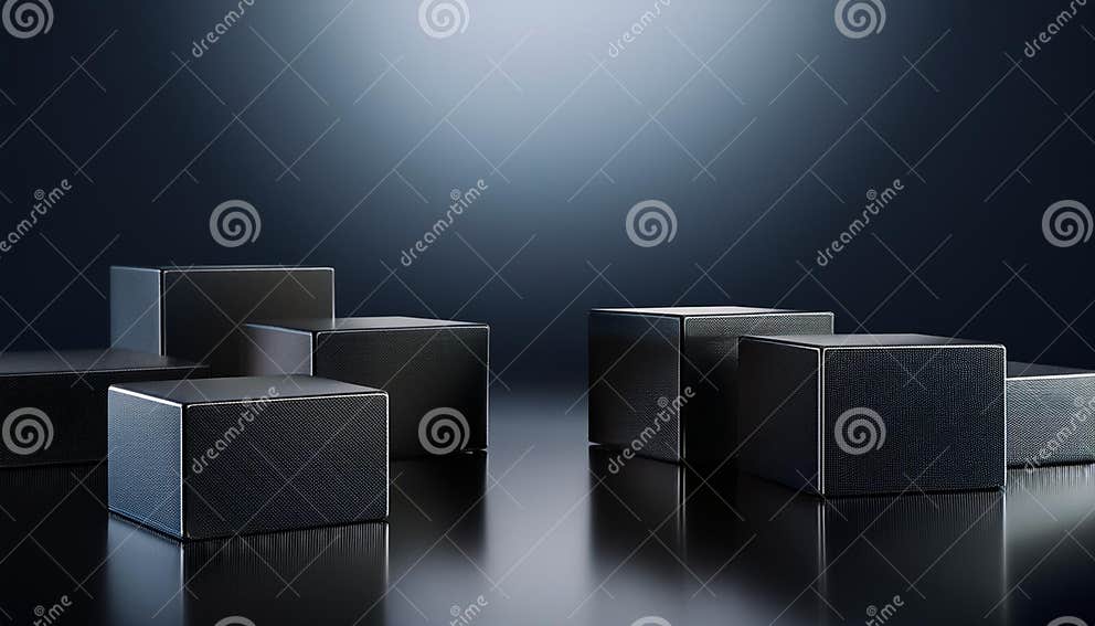 Abstract Dark Smooth Cubes on Different Levels with Reflection ...