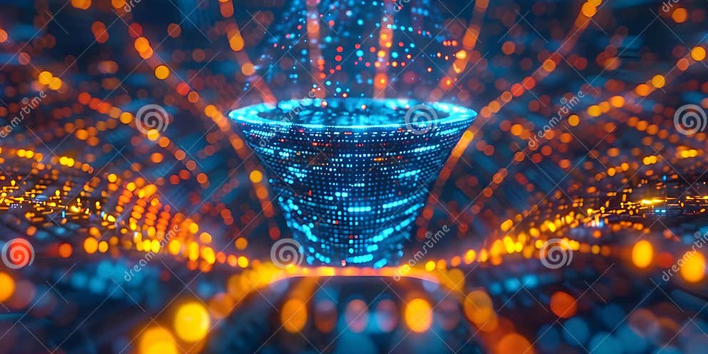 Abstract Data Analytics Concept with Information Funnel Vibrant and ...