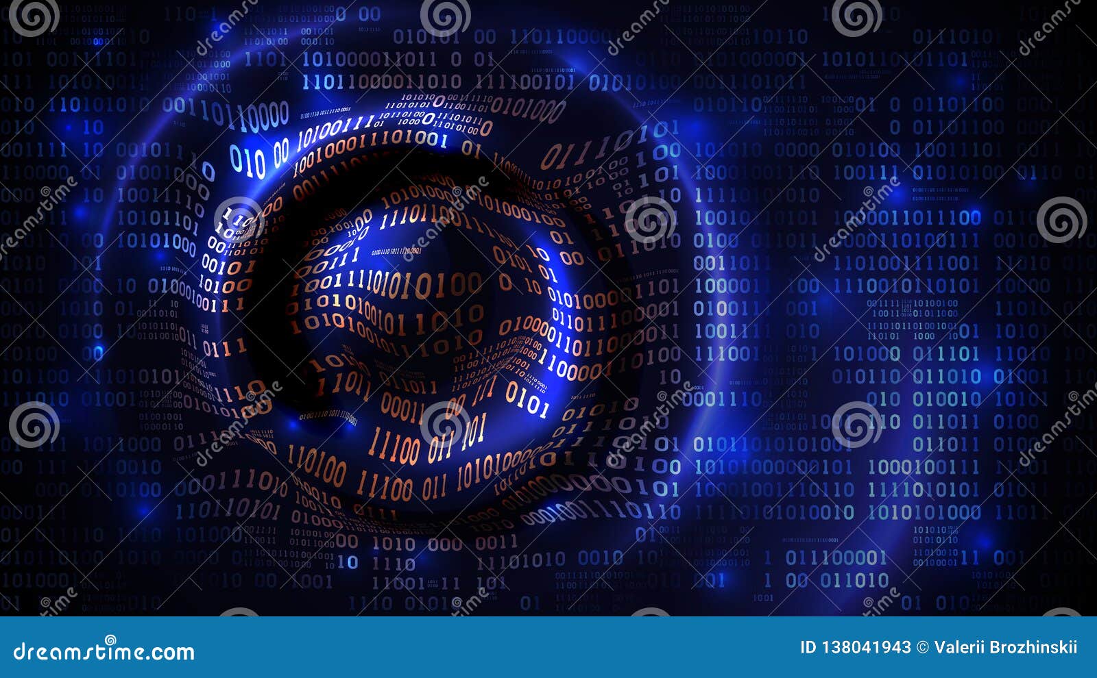Abstract Data Array Background, Matrix Futuristic Cyberspace with Digits, Binary Code and ...