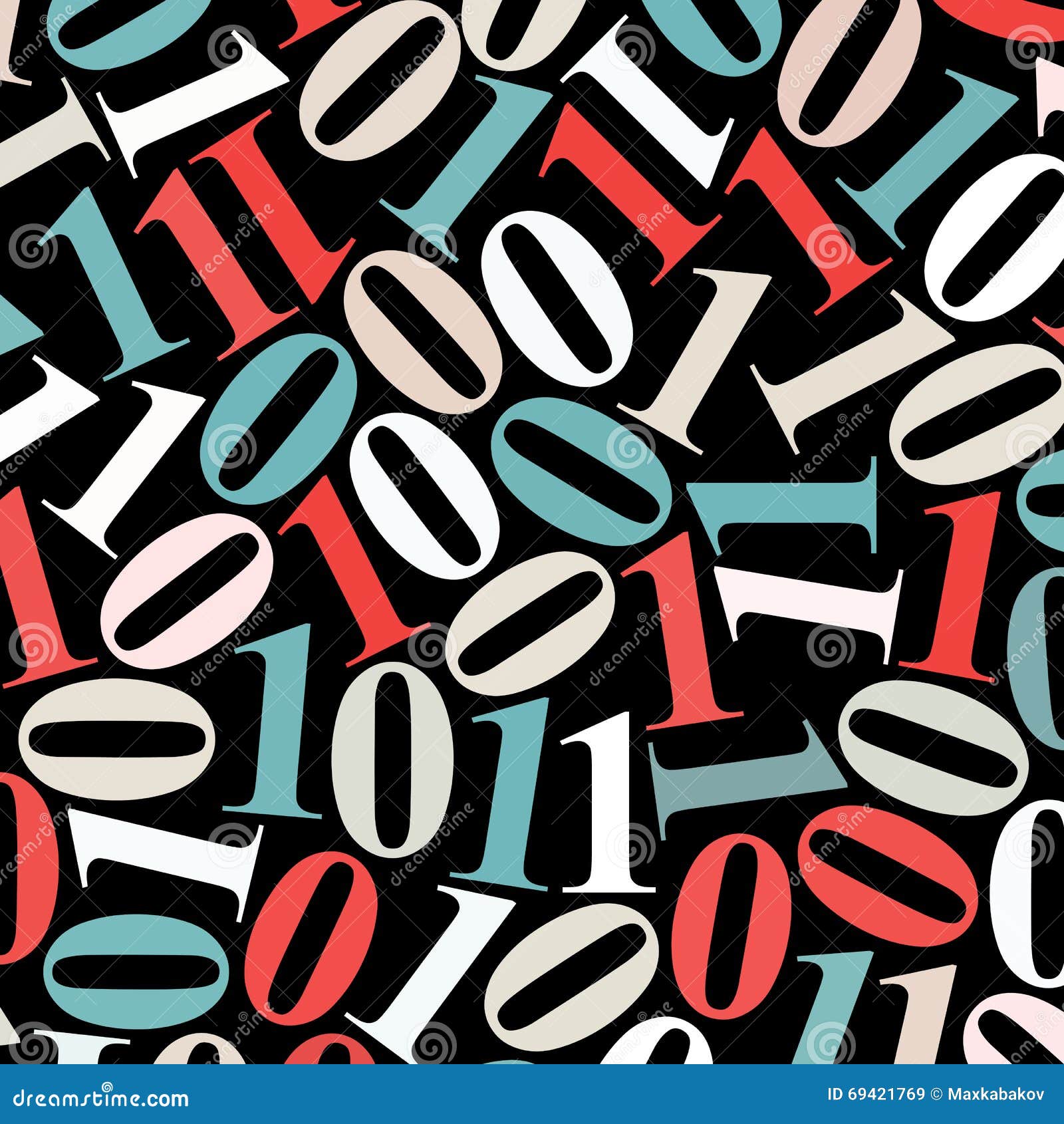 Abstract Data Background: Multicolor Binary Code оn Black, No Gradients ...