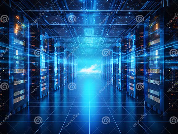 Abstract Data Center Background, Database in Terminal Storage. Hardware ...