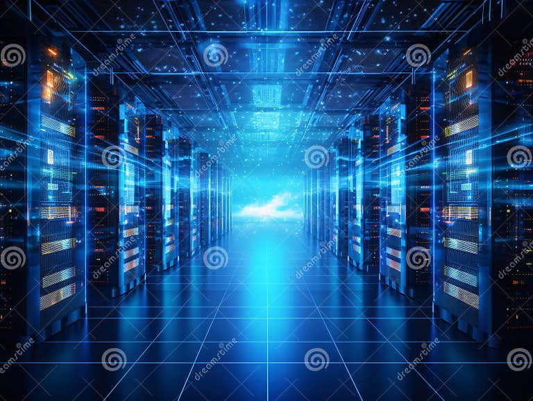 Abstract Data Center Background, Database in Terminal Storage. Hardware ...