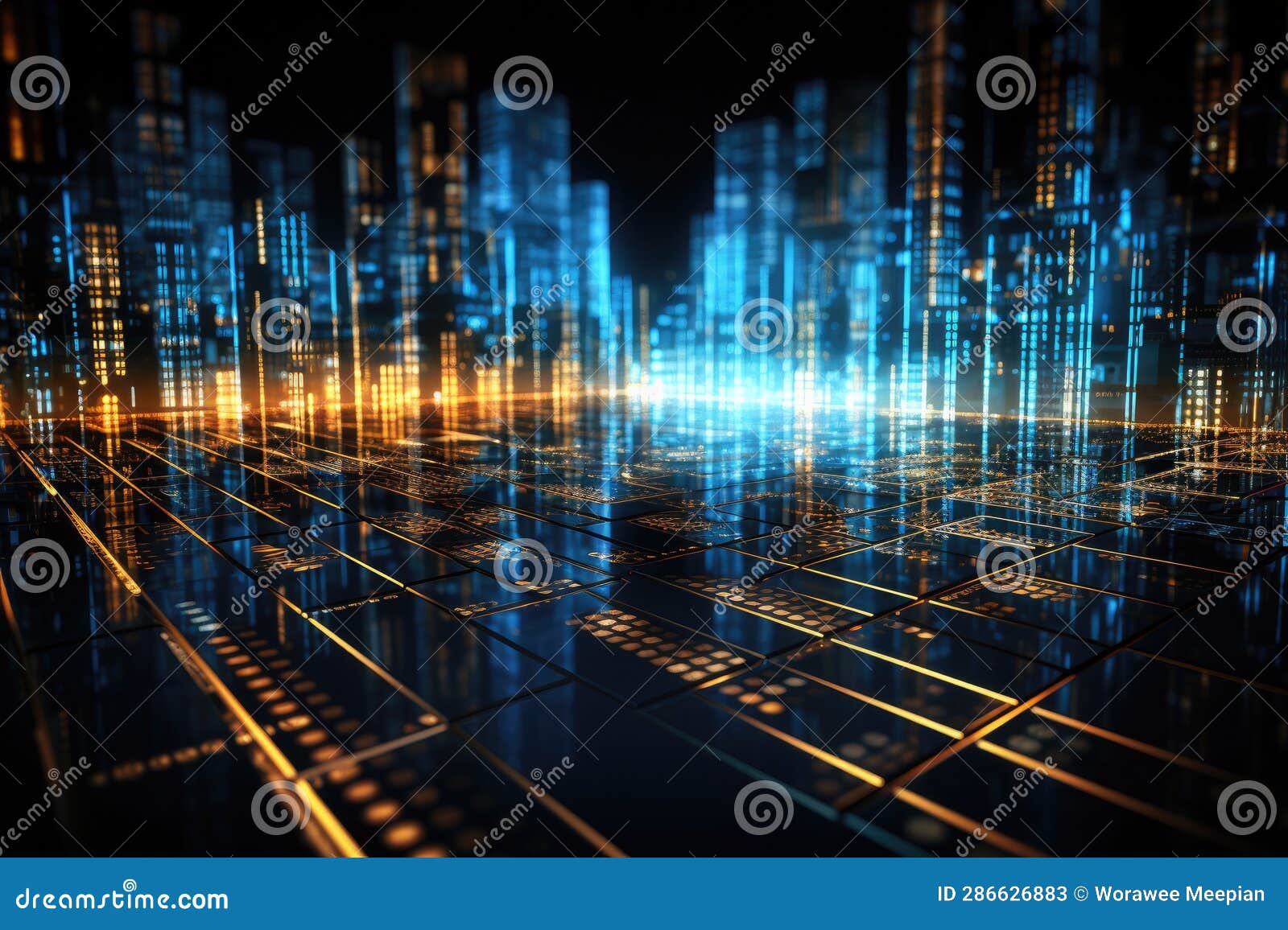 Abstract Data Center, Database, Data Storage, Backup, Cyber Security and Futuristic Concept. AI ...