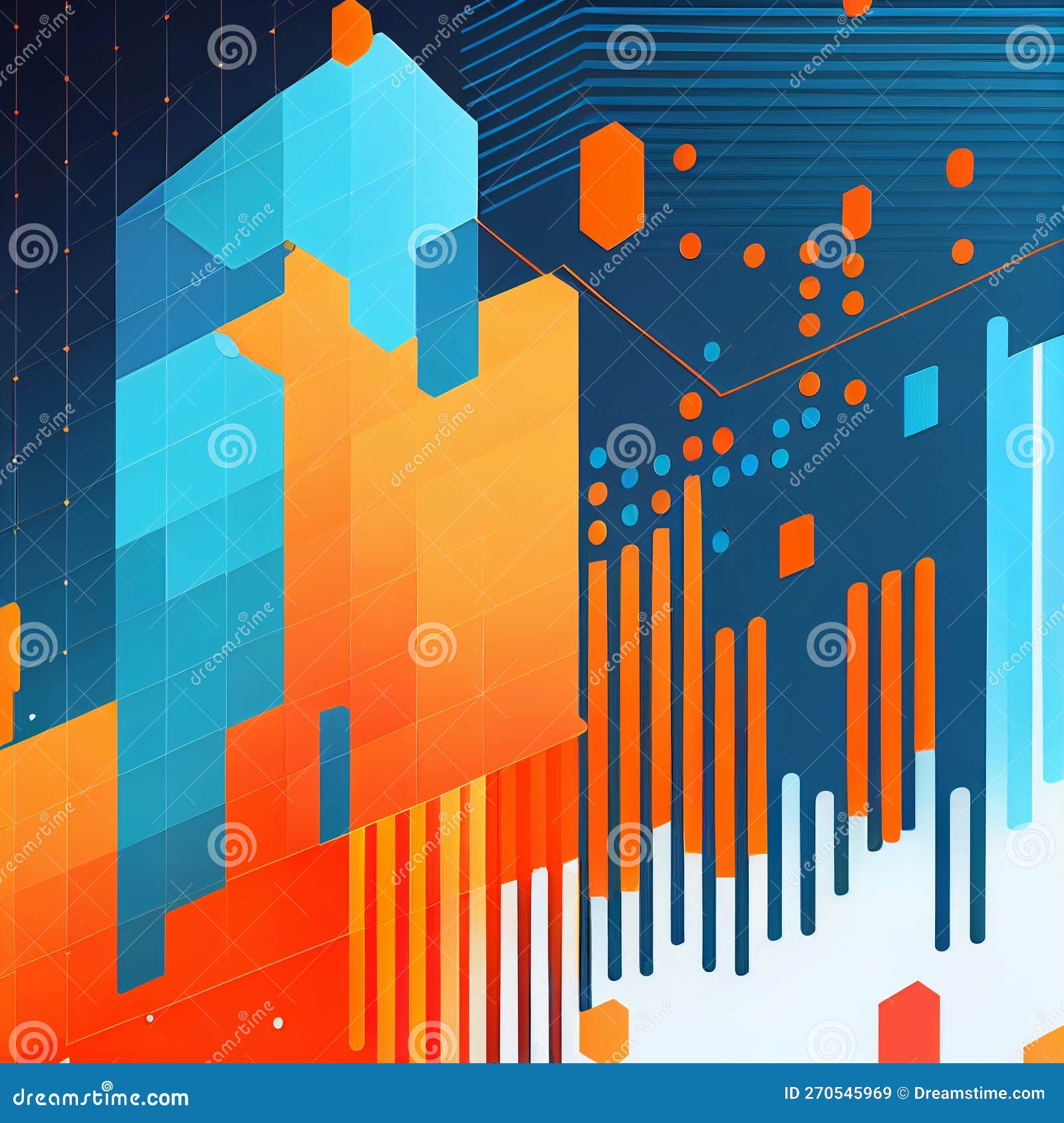 Abstract Data Database Blue Orange Geometric Background Block Graph ...