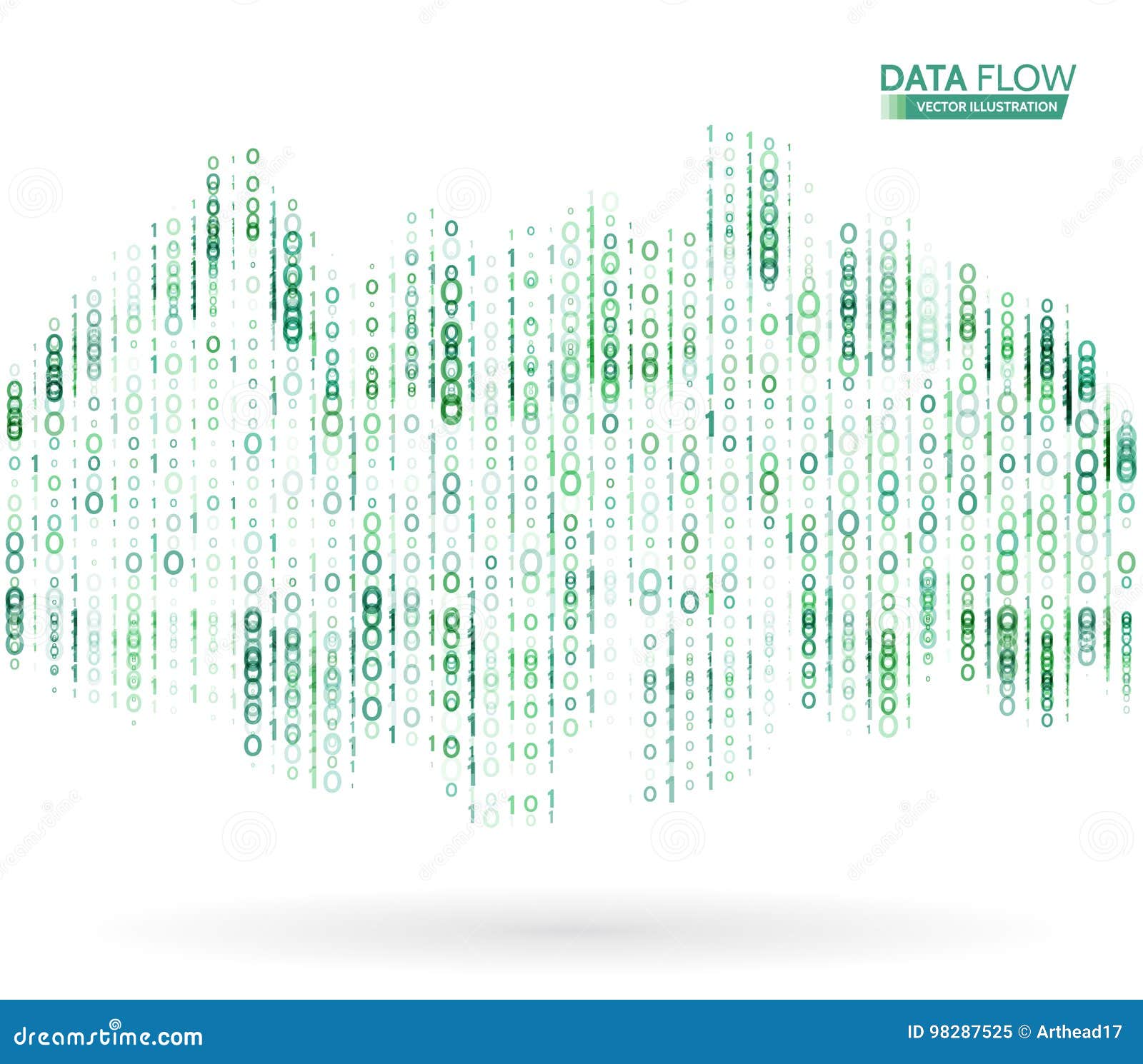 Abstract Data Flow Background With Binary Code Dynamic Waves Technology Concept Stock Vector