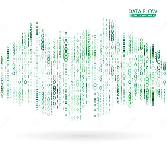 Abstract Data Flow Background with Binary Code. Dynamic Waves ...
