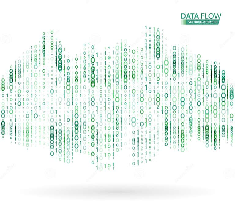 Abstract Data Flow Background with Binary Code. Dynamic Waves Technology Concept Stock Vector ...