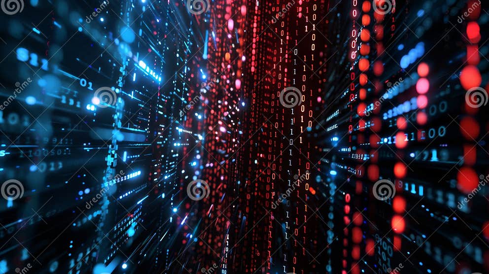Abstract Data Flow In Binary Code Generative Ai Stock Image Image