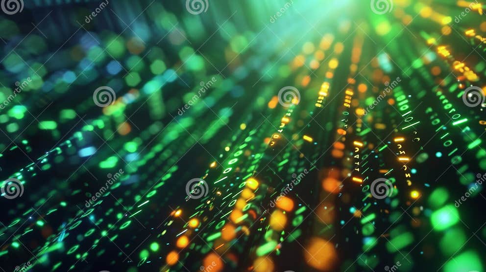 Abstract Data Flow with Green and Yellow Binary Code Stock Photo - Image of connectivity, yellow ...