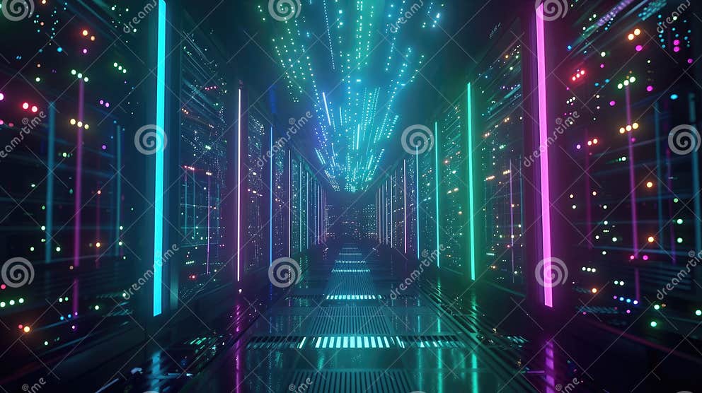 Abstract Data Flow with Neon Light Effect in Server for Hosting Domain ...
