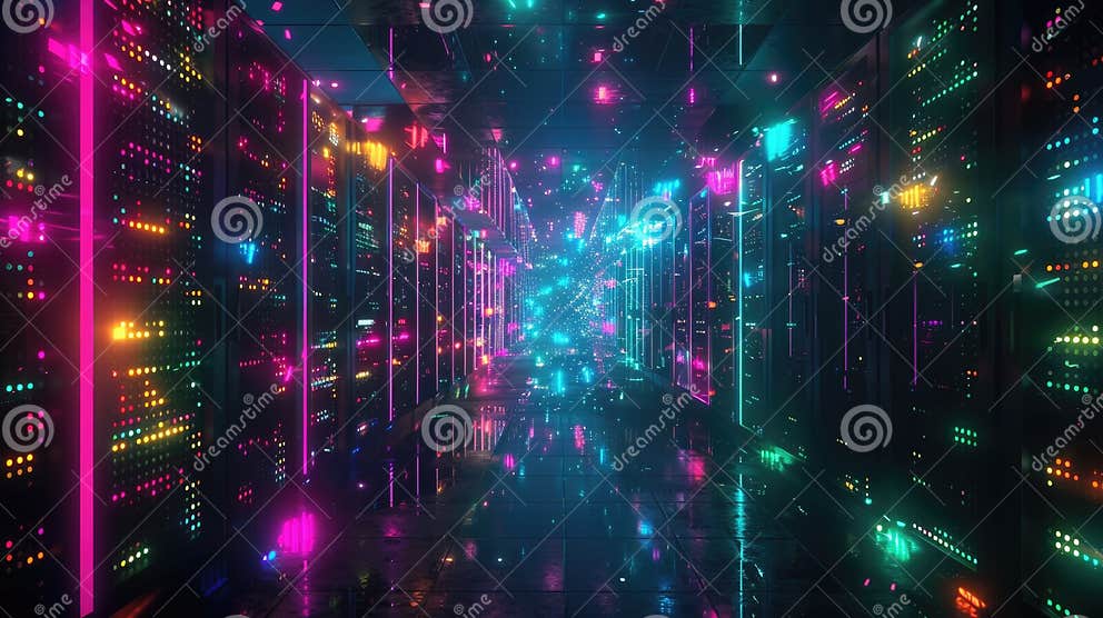 Abstract Data Flow with Neon Light Effect in Server for Hosting Domain ...