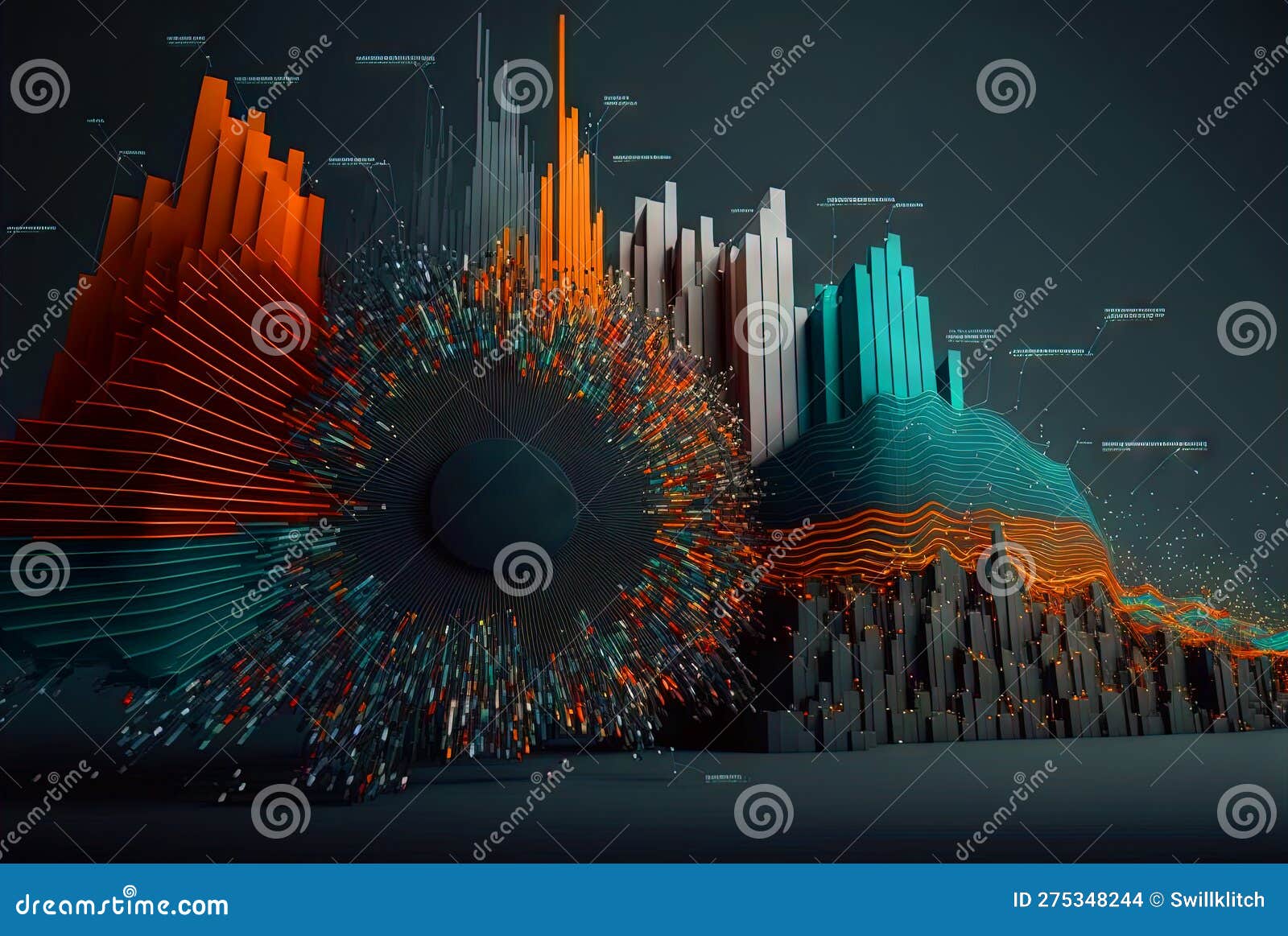 Abstract Data Graph Concept with Data Clusters and Particles. Digital ...