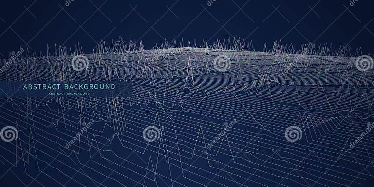 Abstract Data Graph from Noisy Color Lines on Blue Background ...
