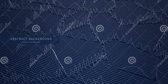 Abstract Data Graph from Noisy Lines on Blue Background. Technology ...