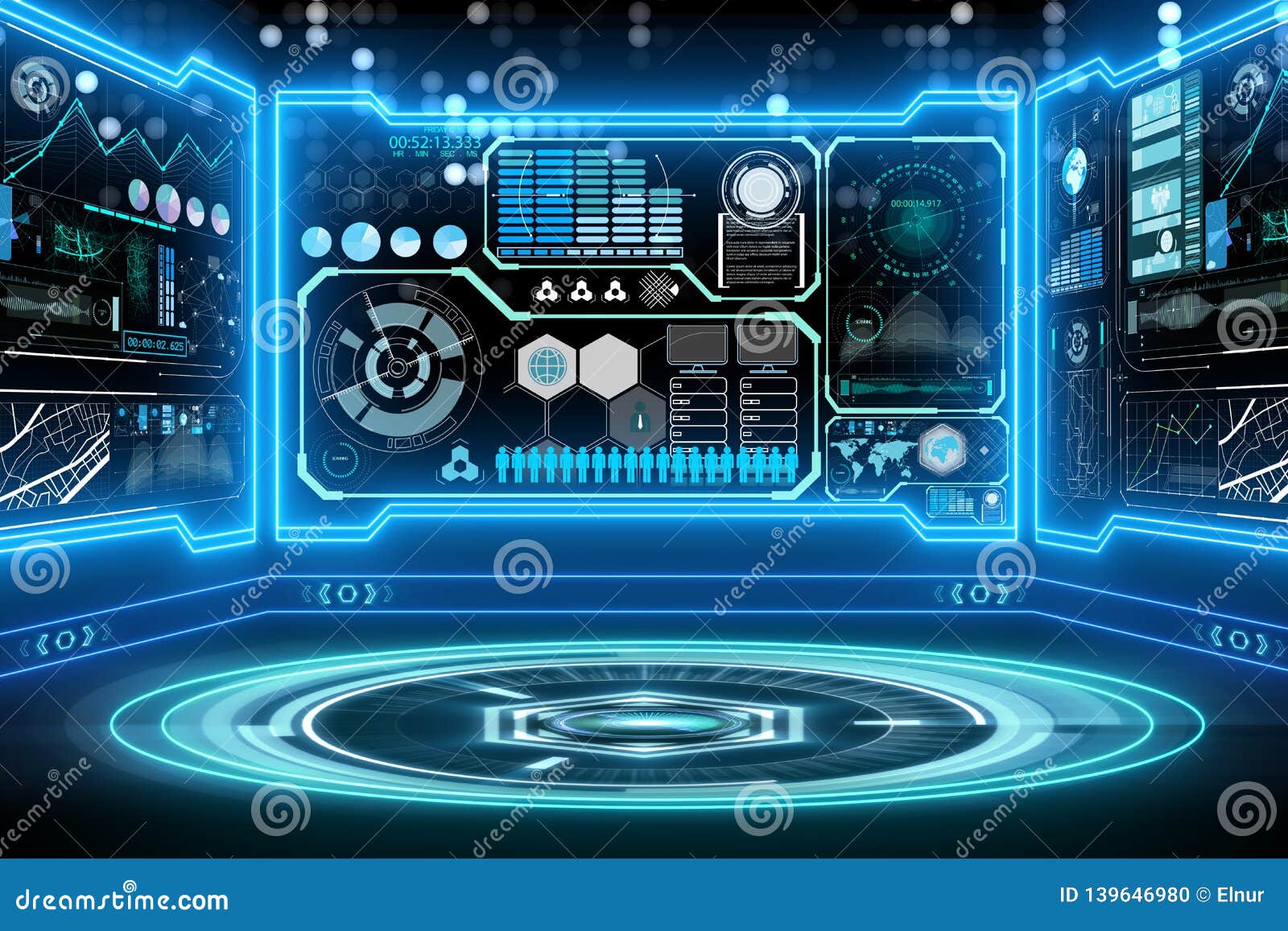 The Abstract Data Room with Futuristic Design - 3d Rendering Stock ...