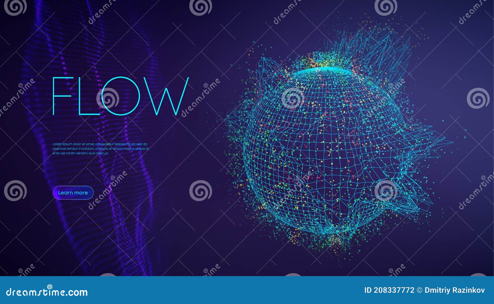 Abstract Data Science Concept. Explosion Sound Wave Sphere Background ...