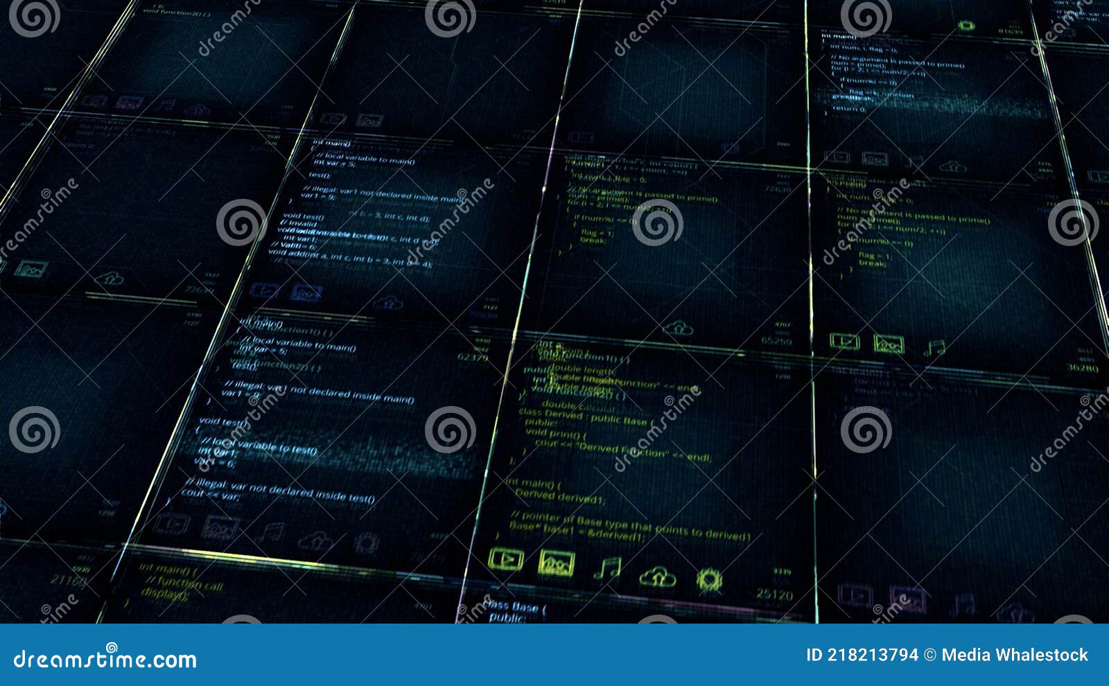 Abstract Data Scrolling on a Dark Blue Screen, Seamless Loop. Animation ...