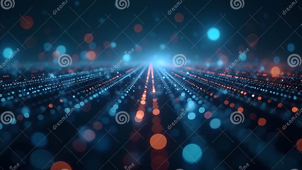 Abstract Data Stream with Glowing Light Effects Stock Illustration ...