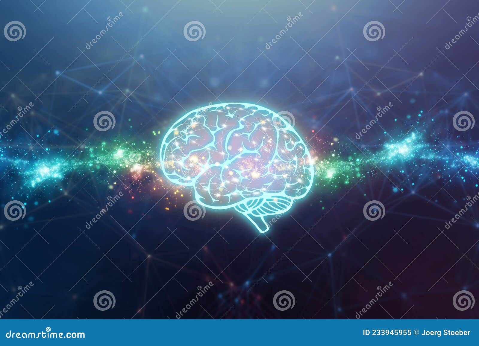 Abstract Data Stream Illustration with a Brain Symbol Stock ...