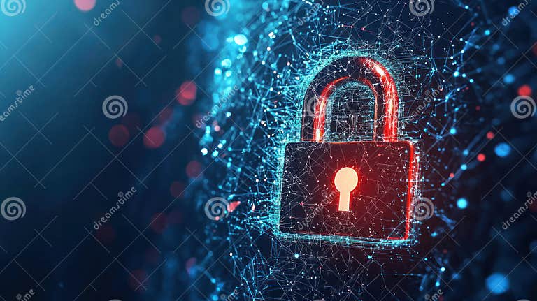 Abstract Data Streams Converging into Lock Symbolizing Security of Big ...