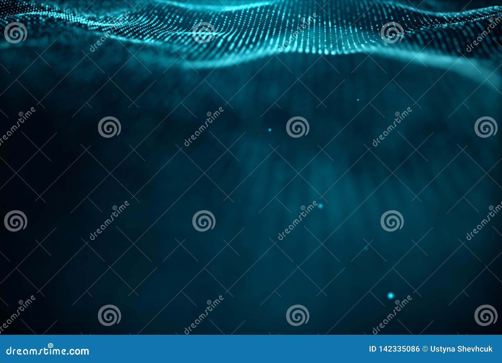 Abstract Data Technology. Digital Landscape with Particles, Dots ...