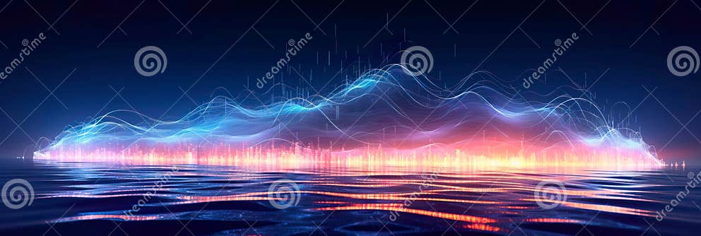 Abstract Data Visualization Backdrop with Data Waves Crashing on a ...