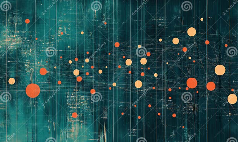 Abstract Data Visualization with Circles and Lines, Vibrant Colors ...