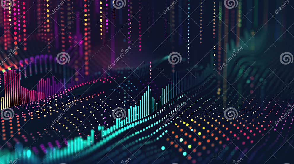 Abstract Data Visualization with Colorful Lines and Dots Stock Illustration - Illustration of ...