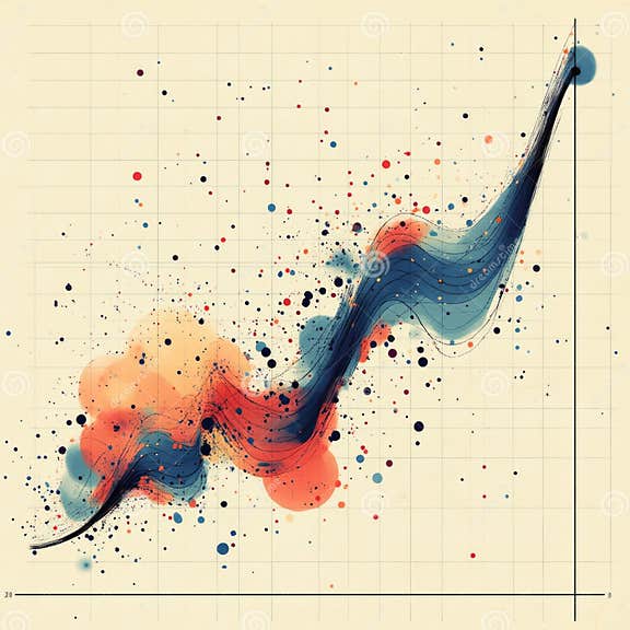 Abstract Data Visualization with Colorful Streamline and Dots on Graph Grid Background Stock ...