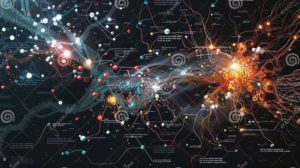 Abstract Data Visualization of Complex Network Connections Stock Photo ...