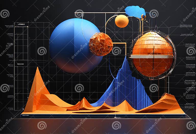 Abstract Data Visualization with Geometric Shapes and Graphs Stock ...