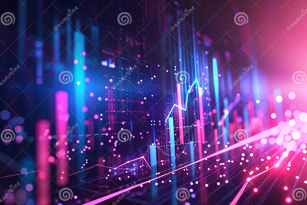 Abstract Data Visualization with Neon Colors Stock Illustration ...