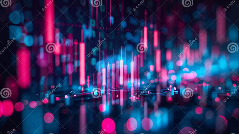 Abstract Data Visualization with Neon Colors, Generative AI Stock Photo - Image of science ...