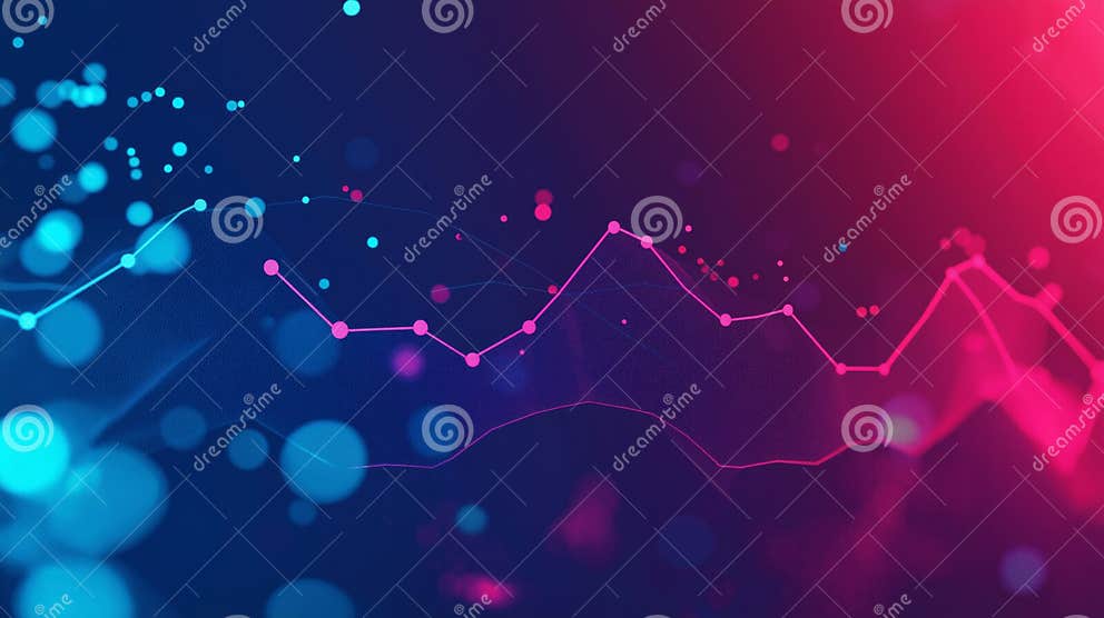 Abstract Data Visualization with Pink and Blue Line Graph on Dark ...