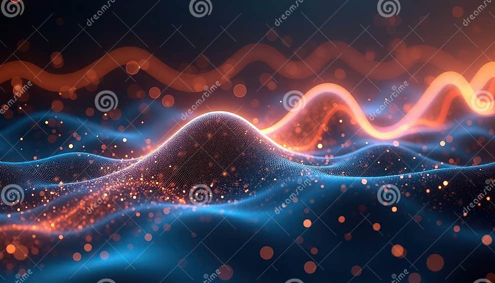 Abstract Data Visualization Shows Dynamic Trends, Complex Data Flow. Colorful Lines, Glowing ...