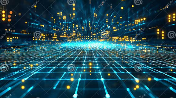 Abstract Data Visualization, Vivid Graph Lines, Connected Nodes, Network Pattern, Perspective ...