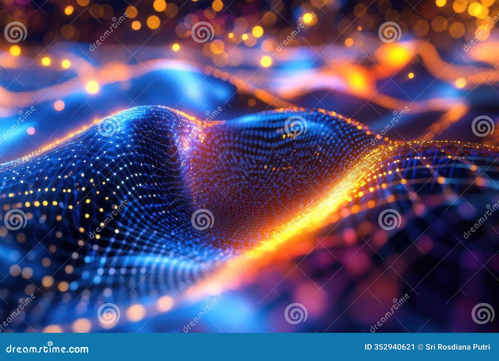 Abstract Data Wave: Network, Digital, Grid, Connection, Flow ...