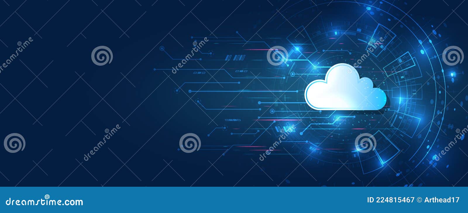 Abstract Datacenter, Network System. Web Hosting Vector Banner. Cloud Computing, Media Server ...